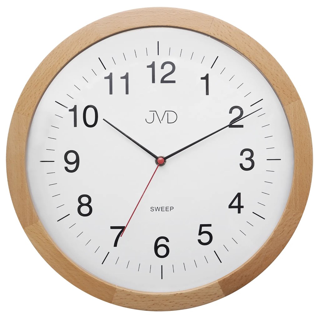JVD Dřevěné nástěnné kulaté tiché netikající hodiny JVD NS22009/68