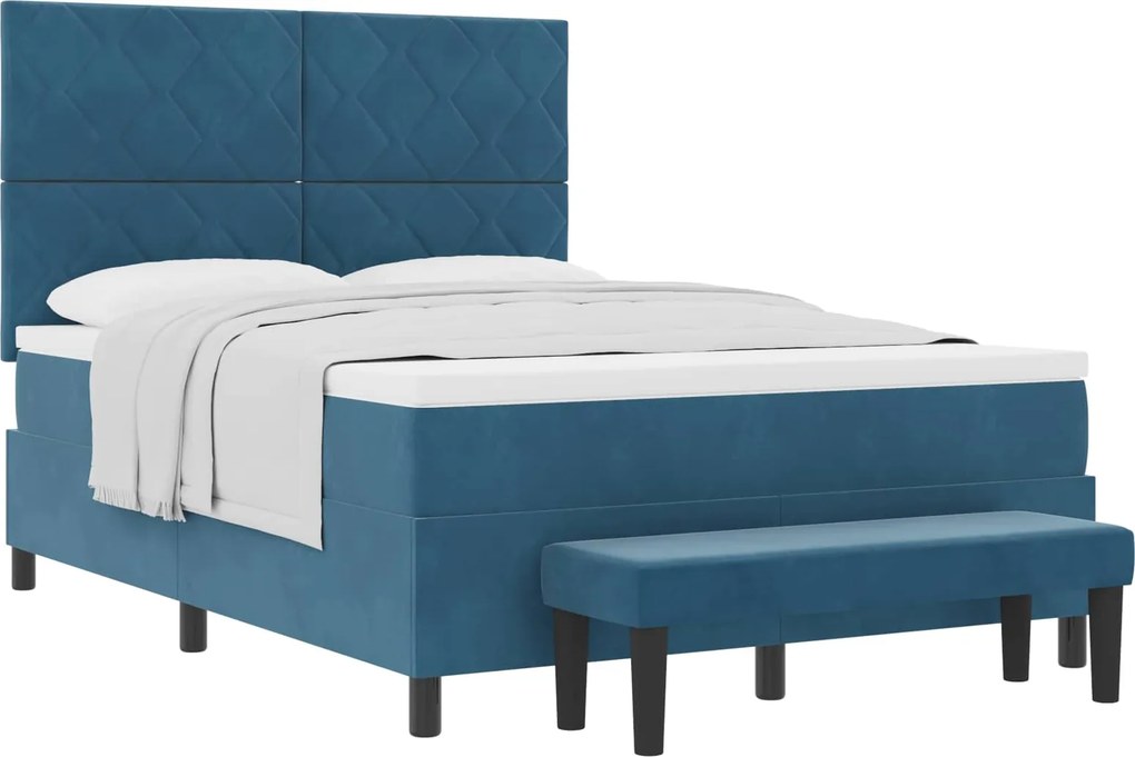 Postel s boxspringem s čelo Tmavě moddrá 200 x 140 cm samet 3344586