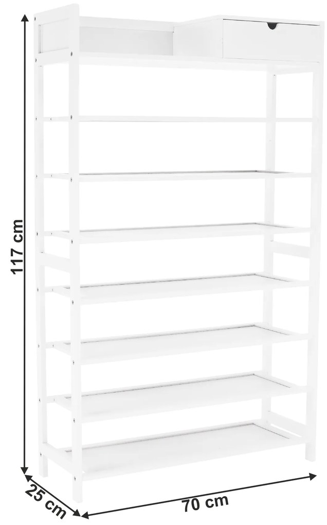 Kondela Botník, 7-řadový, bambus / bílá, KATLEY