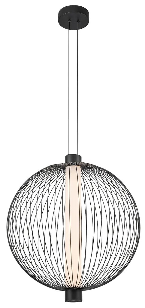 Závěsné svítidlo Kyoto, 1x černé drátěné stínítko, (fi 54cm), b
