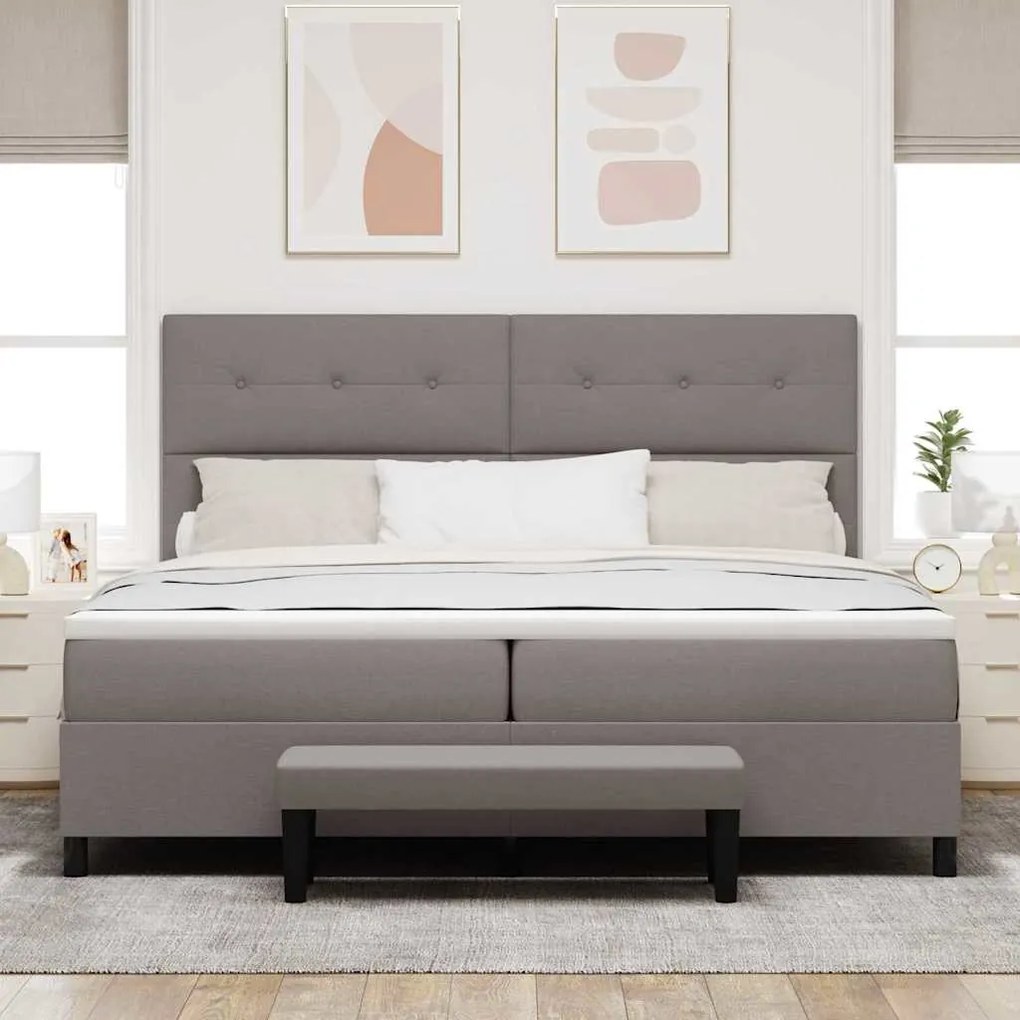 Postel s boxspringem s čelo Taupe 200 x 200 cm textil 3344097