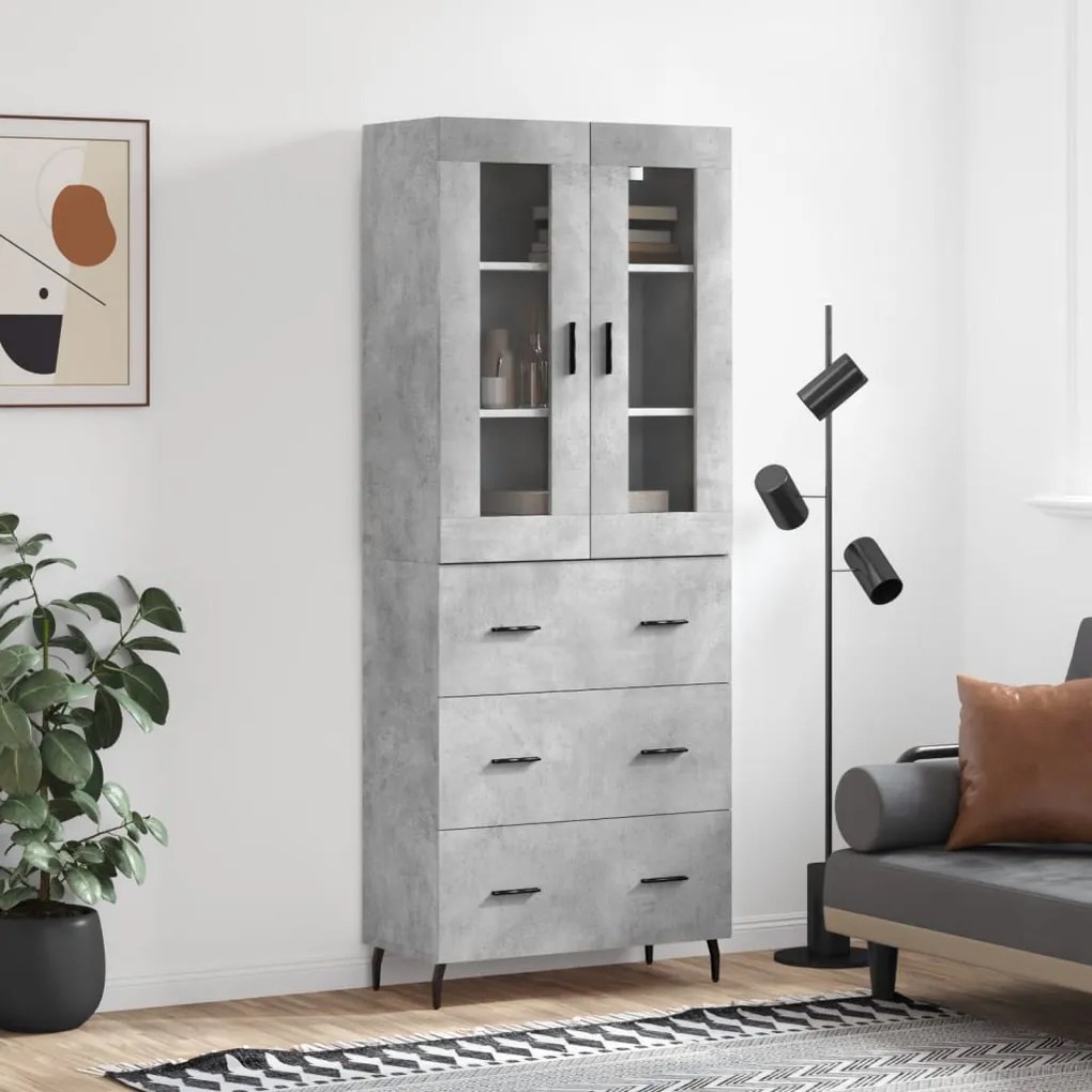 Skříň highboard betonově šedá 69,5x34x180 cm kompozitní dřevo - Default Title