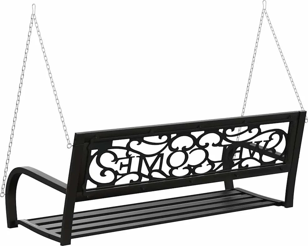 Zahradní houpací lavice 125 cm ocel a plast černá 317143