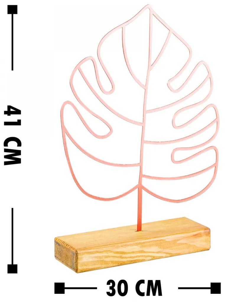 Kovová dekorace Large Leaf 41 cm měděná