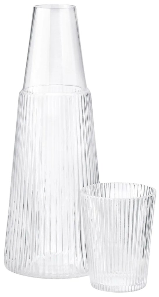 Stelton Skleněná karafa se sklenicí Pilastro Clear 1 l, čirá barva, sklo