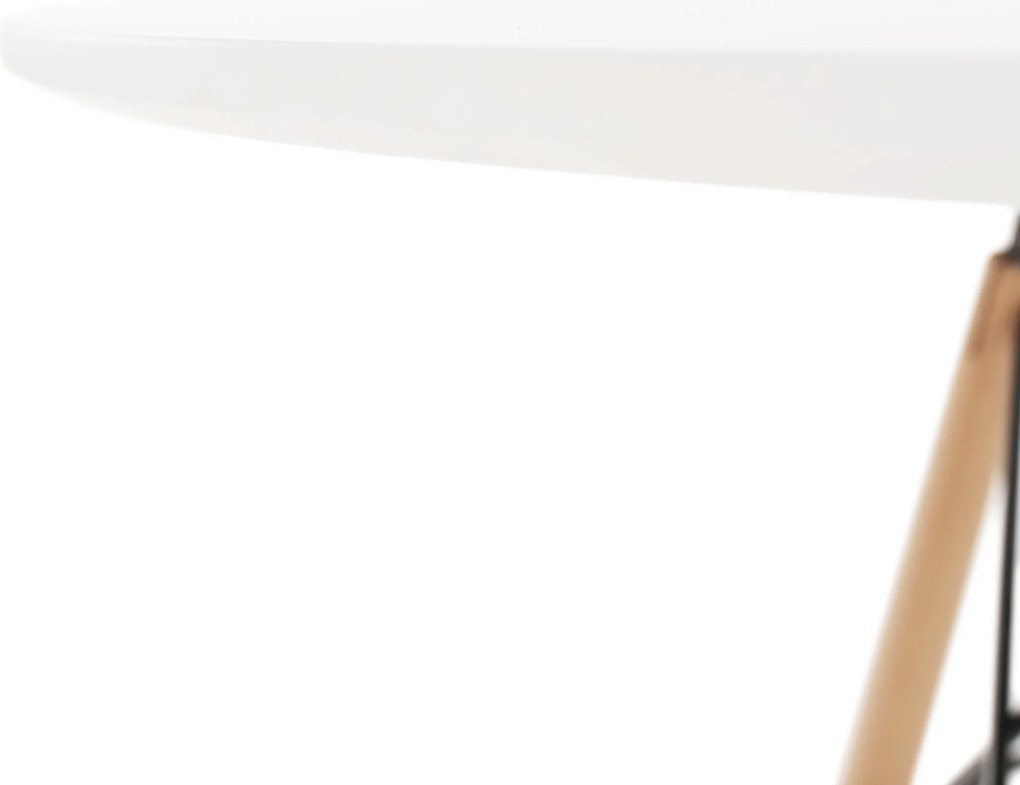 Jídelní stůl, bílá/buk, průměr 90 cm, GAMIN 2 NEW 90
