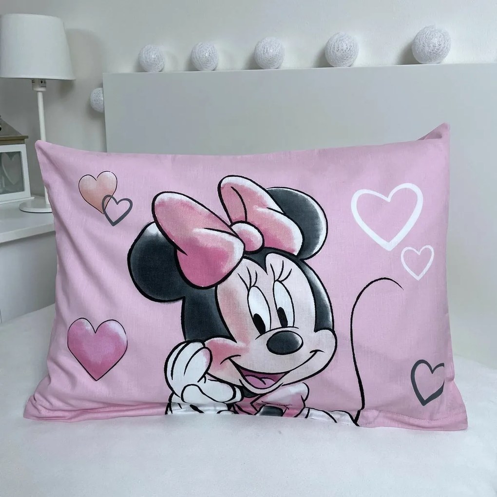 Jerry Fabrics Dětské bavlněné povlečení do postýlky Minnie Powder pink, 100 x 135 cm, 40 x 60 cm