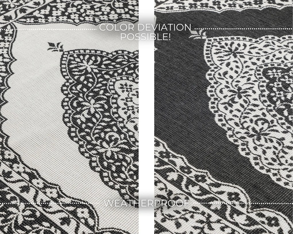 ELLE Decoration, Kusový koberec Gemini 106024 Black z kolekce Elle – na ven i na doma, 200x290, černobílá, chodba / předsíň