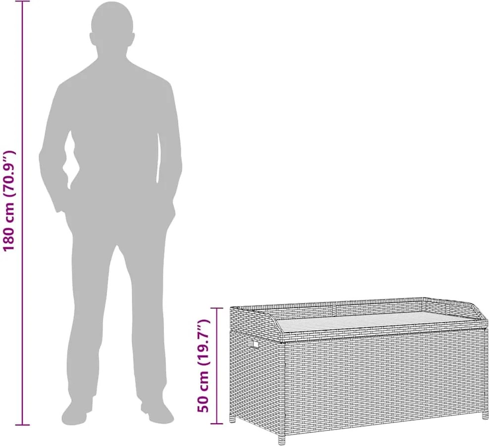 vidaXL Marketos Zahradní lavice s úložným prostorem 120 cm polyratan černá