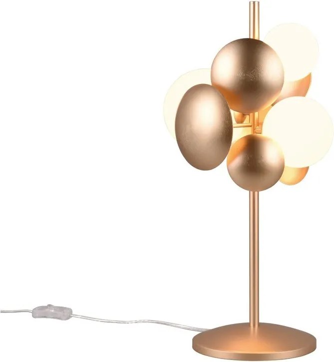 Stolní lampa se skleněným stínidlem ve zlato-bílé barvě (výška 50 cm) Bubble – Trio Select