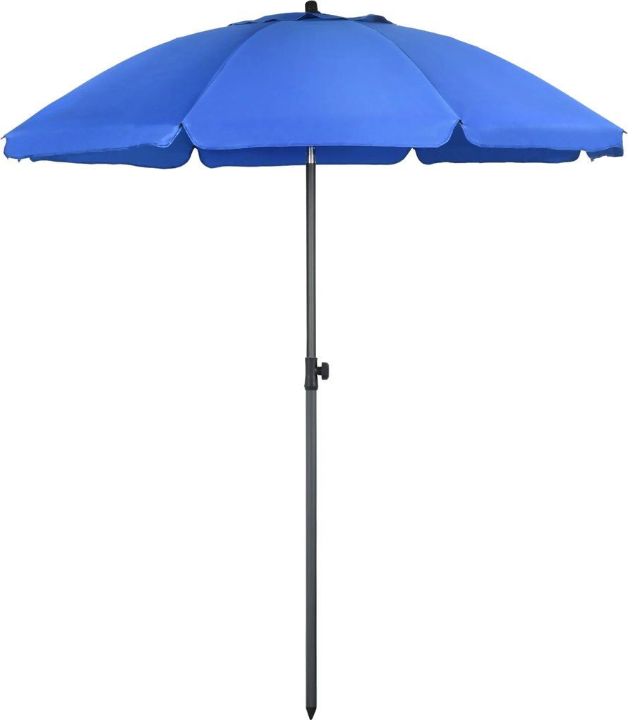 Plážový slunečník Outsunny Ø180 cm UV 50+ Odolný vůči větru Stabilní plážový slunečník s UV ochranou Přístřešek na balkon Skládací zahradní slunečník