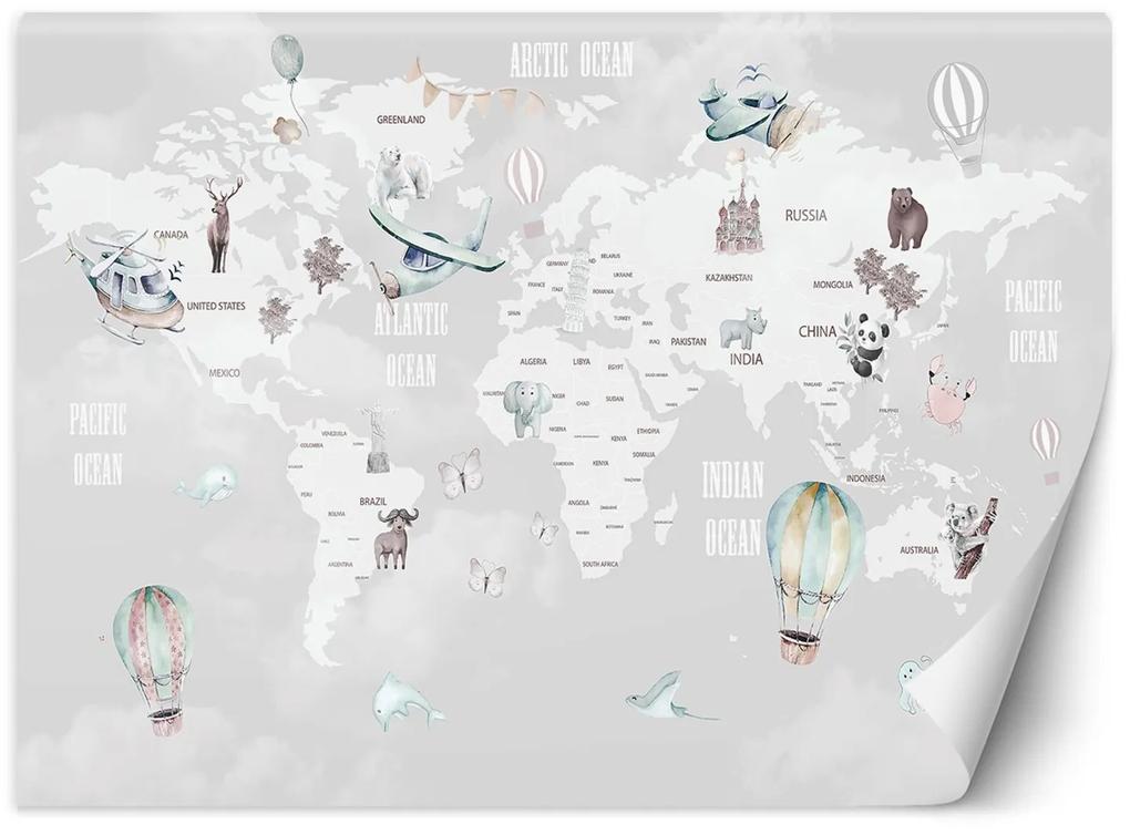 Gario Fototapeta Pastelová mapa a balony Materiál: Vliesová, Rozměry: 200 x 140 cm