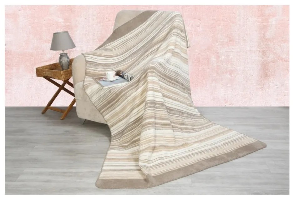 Bavlněná deka Santas Line Bej, 200 x 150 cm