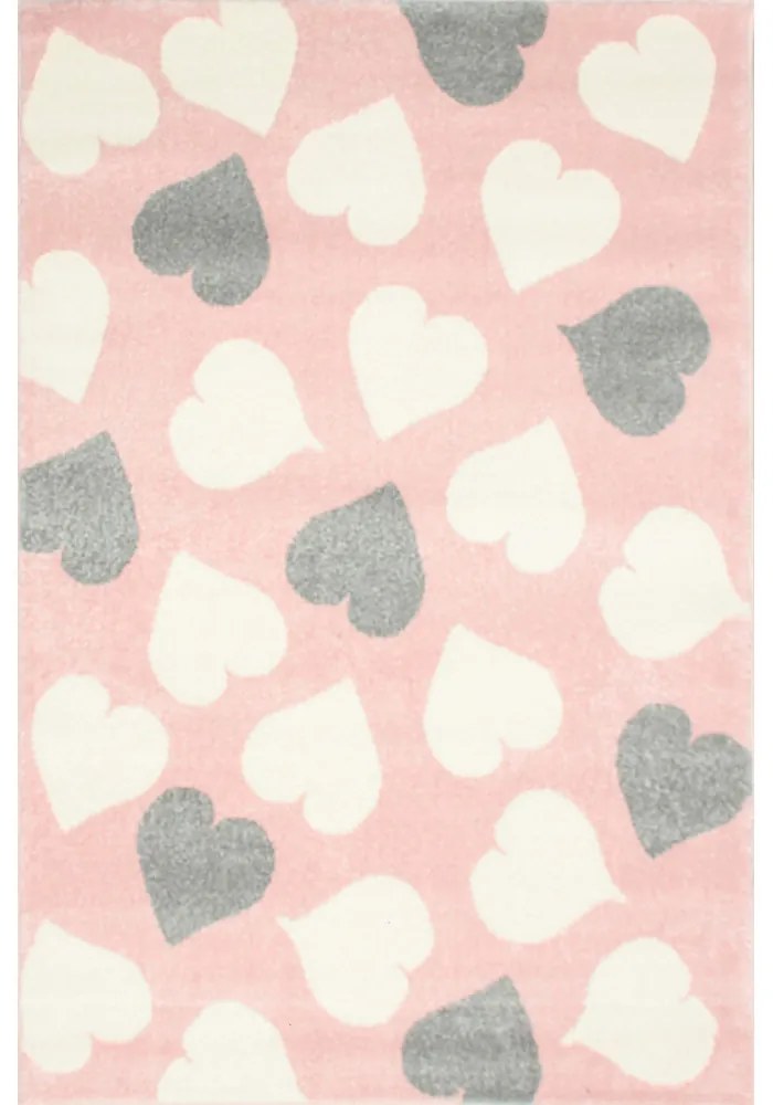 Dětský kusový koberec Srdíčka růžový, Velikosti 120x170cm
