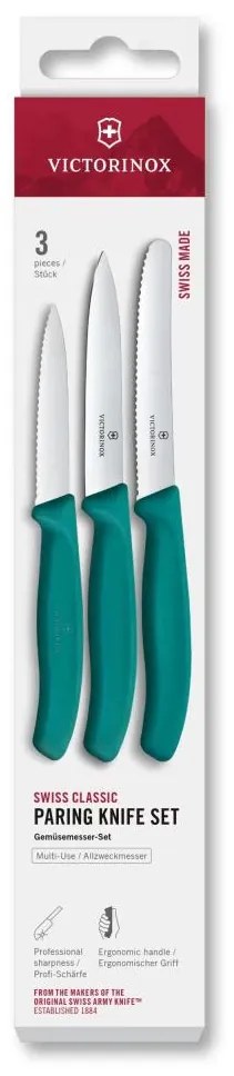 Victorinox - Sada kuchyňských nožů na zeleninu SWISS CLASSIC 3 ks tyrkysová