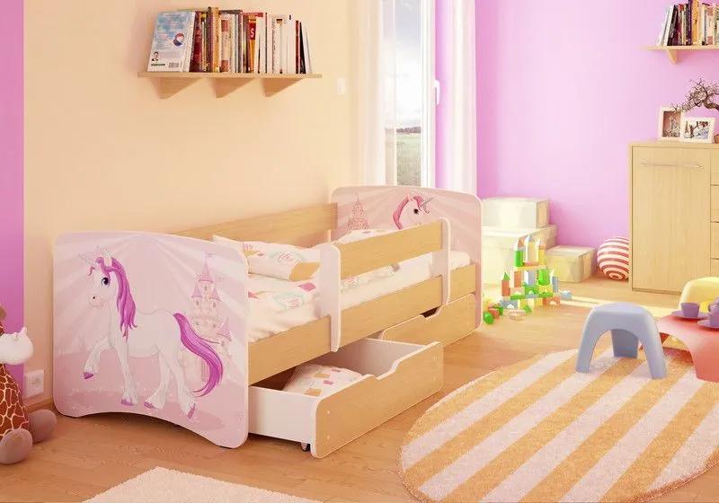 MAXMAX Dětská postel JEDNOROŽEC funny 180x90 cm - bez šuplíku