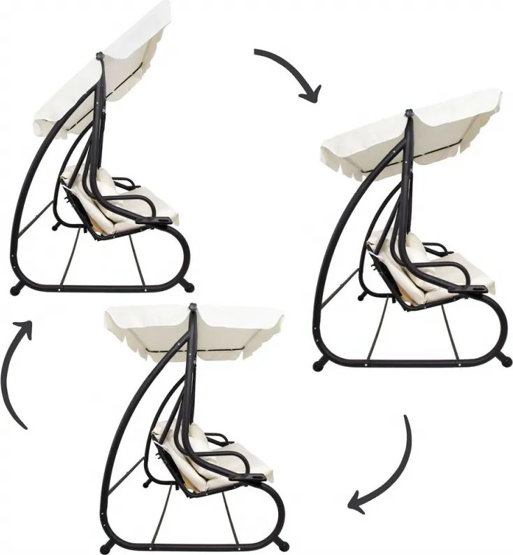 Zahradní houpačka SPRINGOS BOHEMA 4-místná, krémová