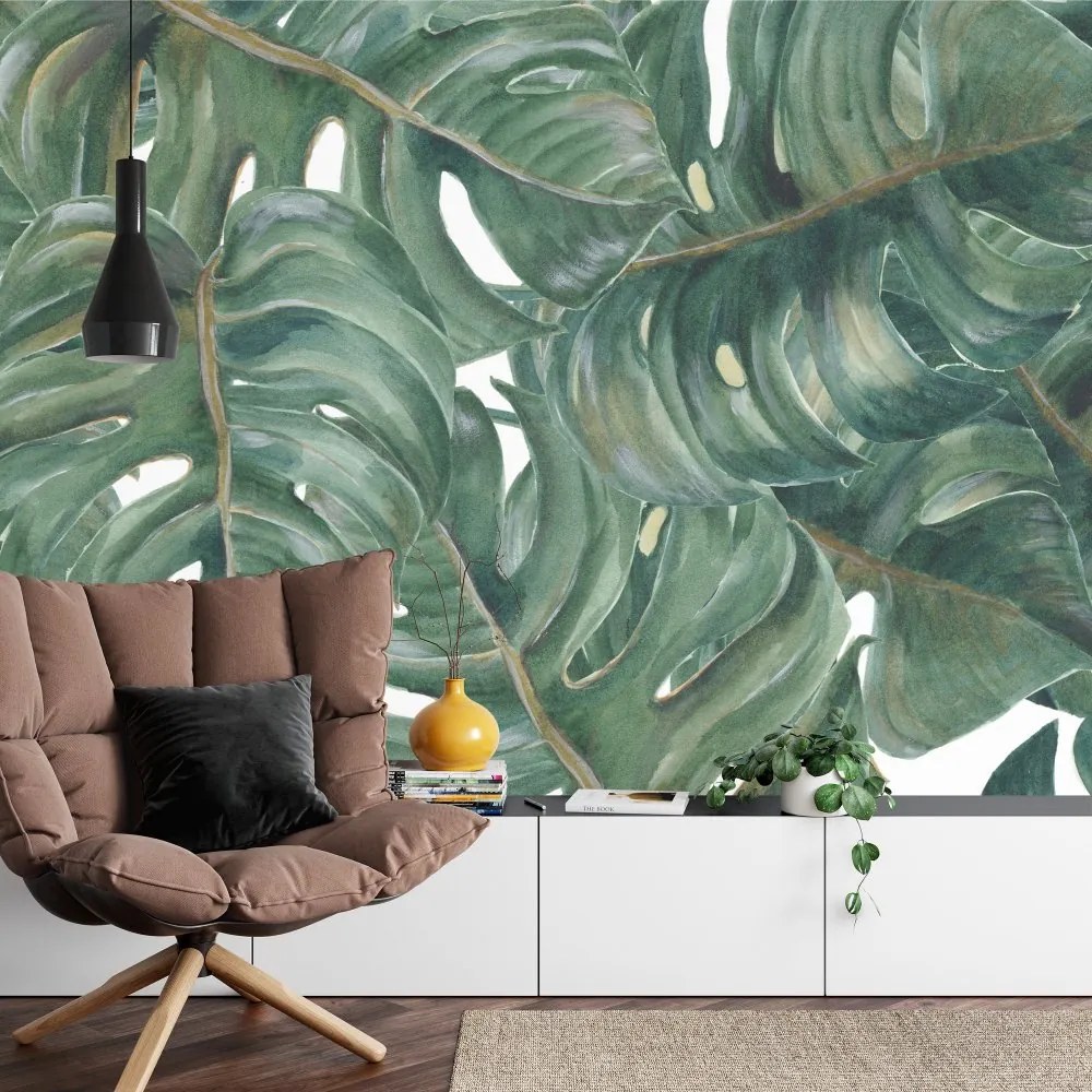 Fototapeta Akvarel Listy Monstera Strukturální vinyl 104x70.5