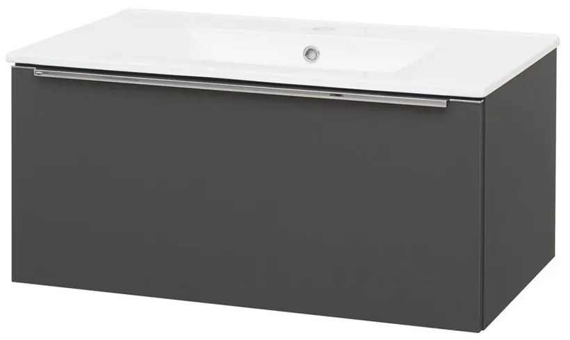 Mereo Mereo, Mailo, koupelnová skříňka s keramickým umyvadlem 81 cm, bílá, dub, antracit, CN536