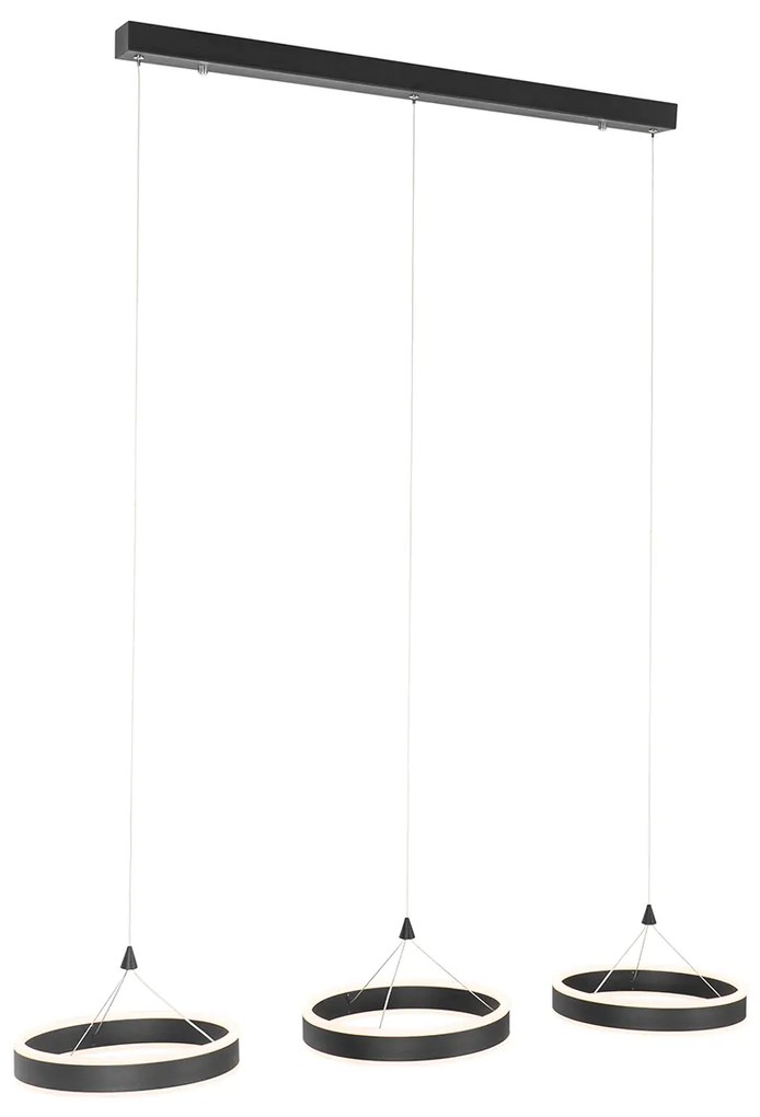 Závěsné svítidlo černé obdélníkové vč. LED 3-stupňový stmívač 3-světlo - Lyani