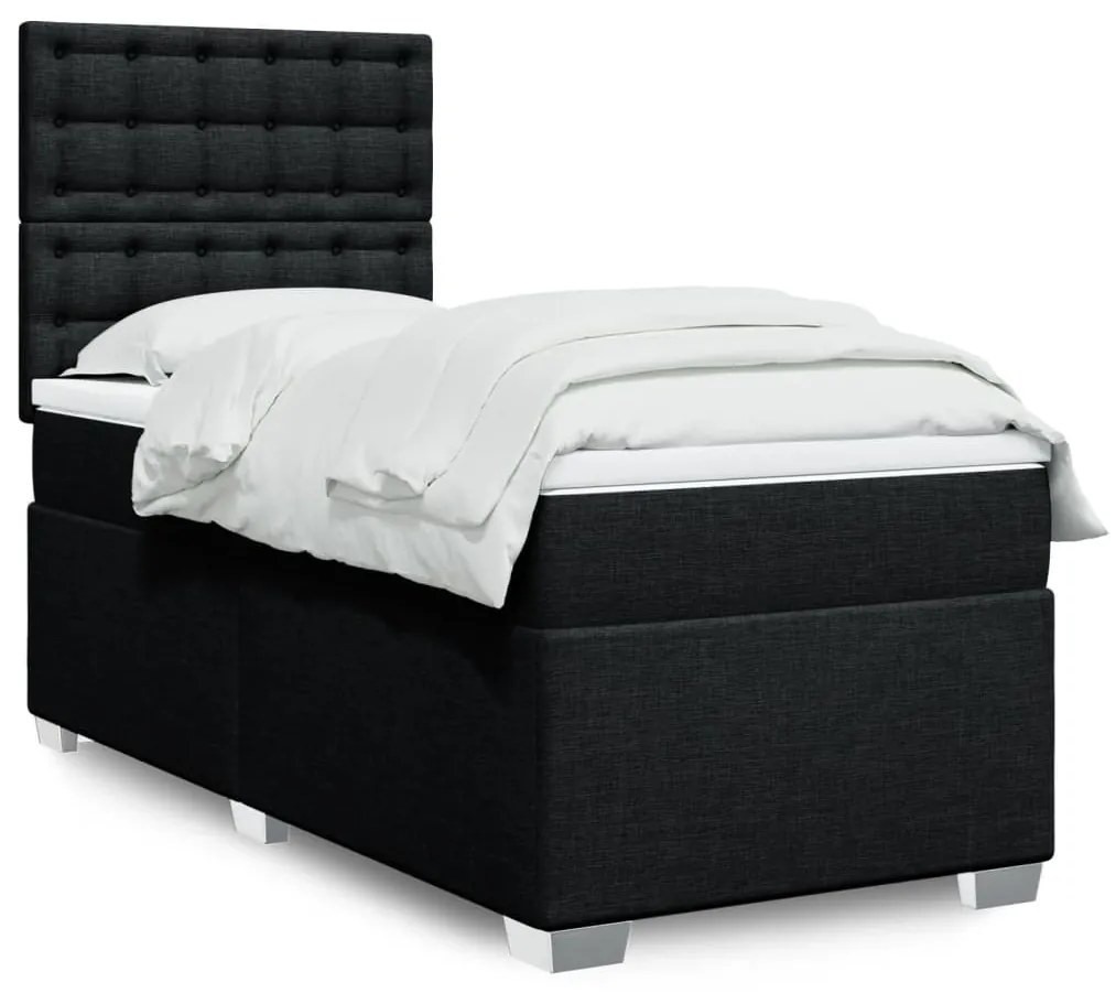 Box spring postel s matrací černá 90x190 cm textil 3292659