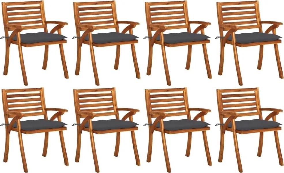 vidaXL Zahradní židle s poduškami 8 ks masivní akáciové dřevo [3075224] Barva: Červená
