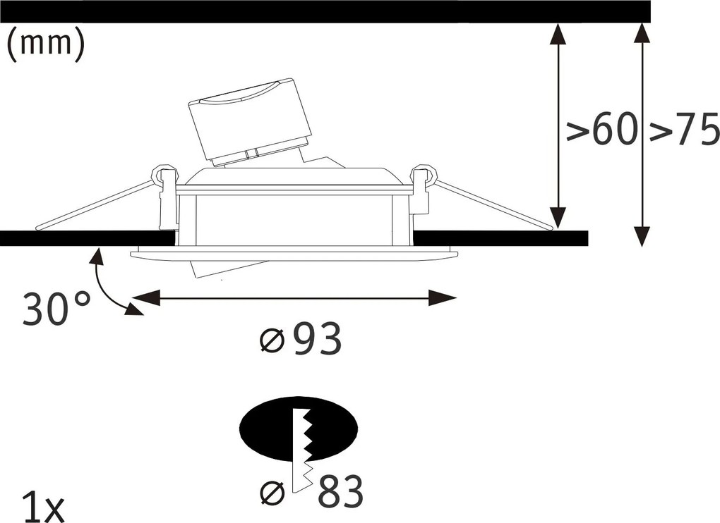 P 92414 LED vestavné svítidlo Nova Plus GU10 Flat IP65 93mm 4,9W 230V stmívatelné 2700K bílá mat - PAULMANN