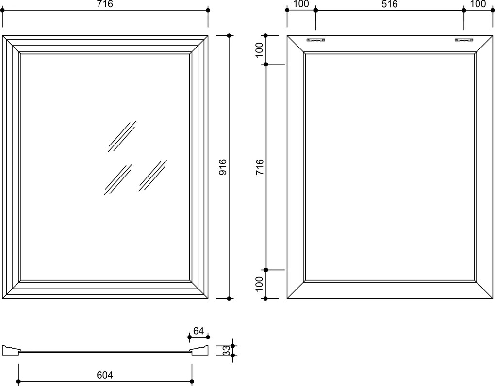 Sapho DEGAS 71,6 x 91,6 cm NL730 zrcadlo v rámu černá/starobronz Koupelny Bernold