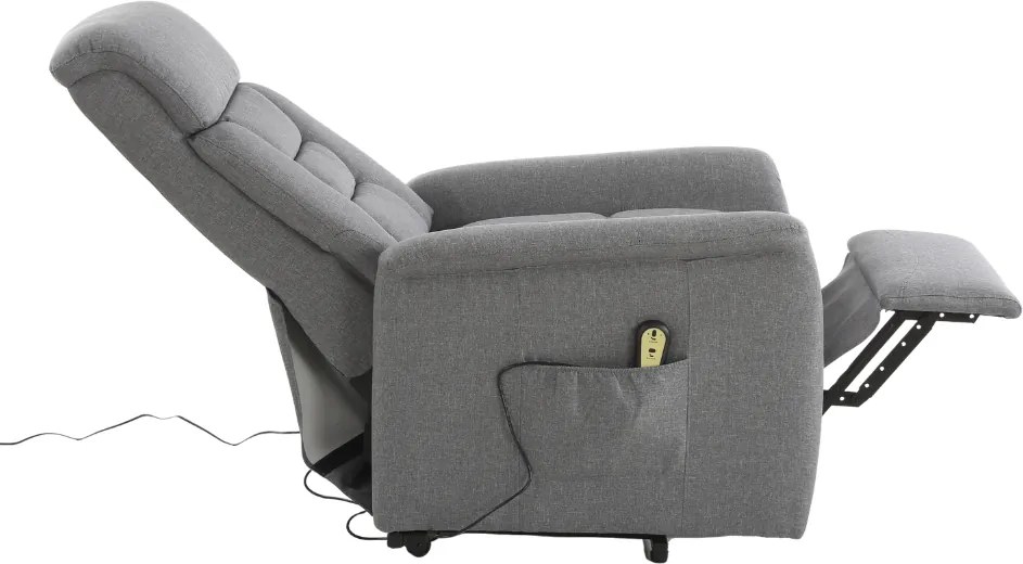 TV křeslo VENTO s elektrickým polohováním — látka, šedá