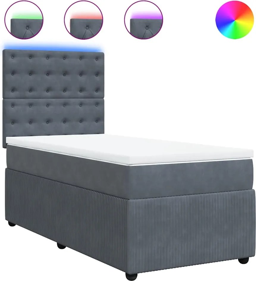 Box spring postel s matrací tmavě šedá 90x200 cm samet 3294551