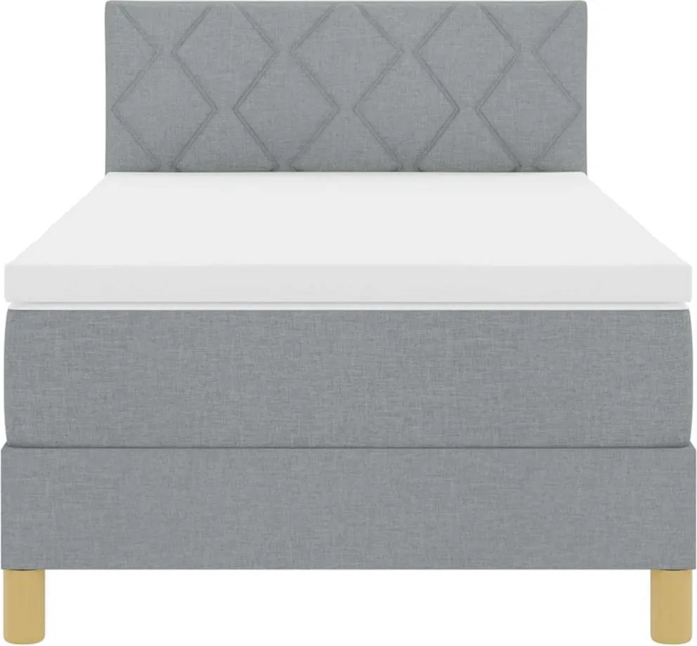 Postel s boxspringem s čelo Světle šedá 100 x 200 cm textil 3338972