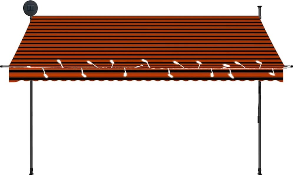 Ručně zatahovací markýza s LED světlem 300 cm oranžovo-hnědá 145880