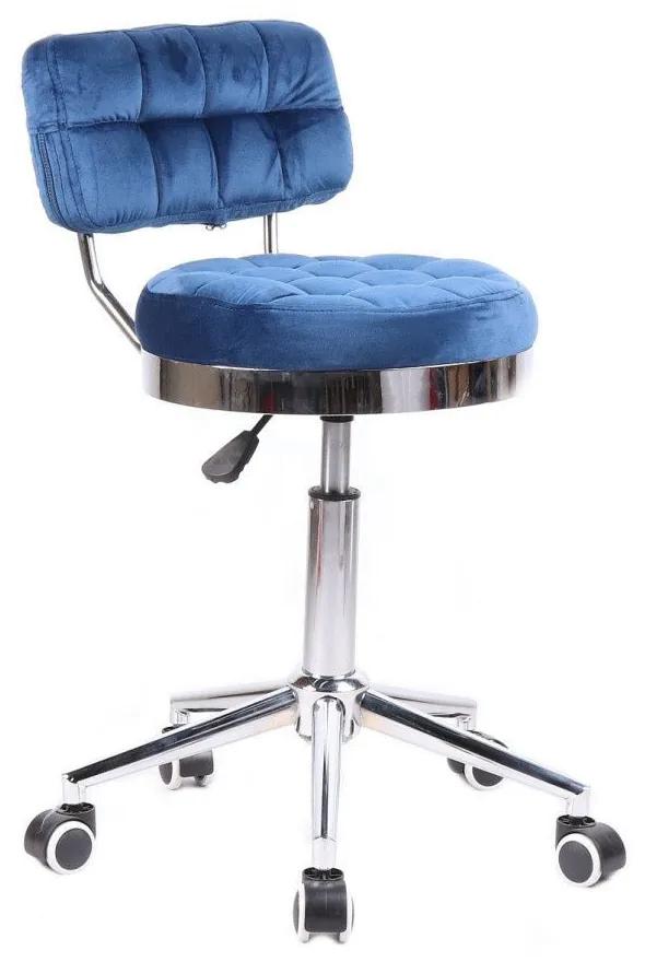 LuxuryForm Židle VIGO VELUR na stříbrné základně s kolečky - modrá