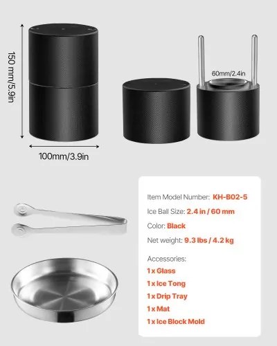 Sada na lisování ledových koulí Výrobník 60 mm průhledné koule do whisky