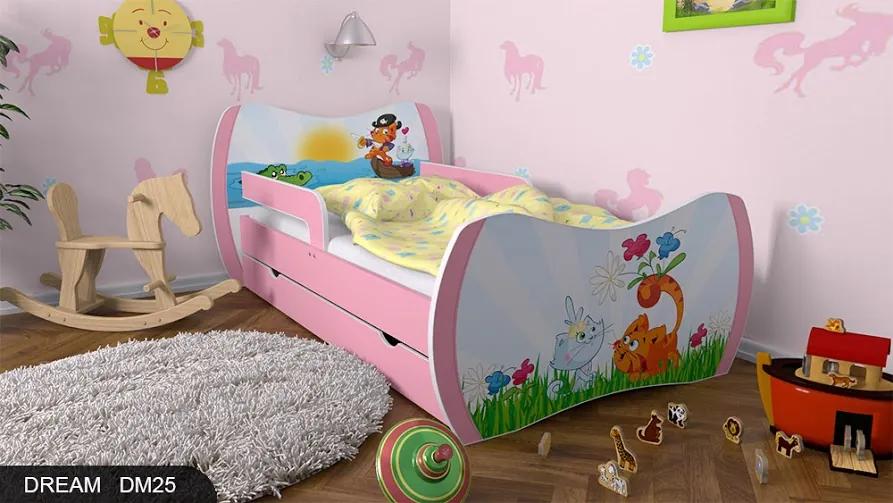 Dětská postel Dream vzor 25 140x70 cm růžová