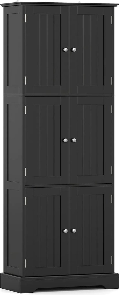 Costway Volně stojící vysoká skříň s 6 dvířky a 3 uzavřenými – 60 × 30 × 160 cm