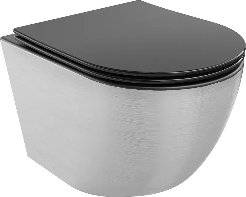 Mexen Lena, závěsná toaletní mísa 480x360x355 mm s pomalu padajícím sedátkem, černá matná - stříbrná, 30224073