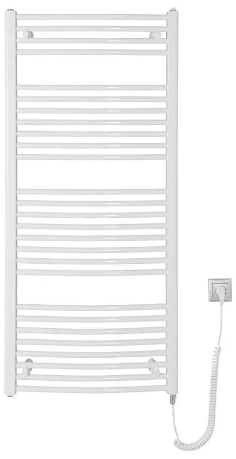 Aqualine - Koupelnový elektrický radiátor ORBIT-E 600W/230V 132 cm bílá oblý ILEO36T