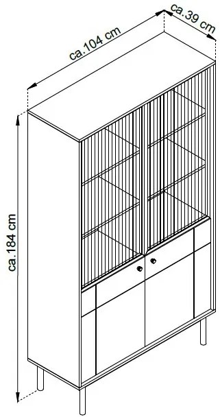 Vysoká vitrína Japandi, 104 cm, béžová kašmír
