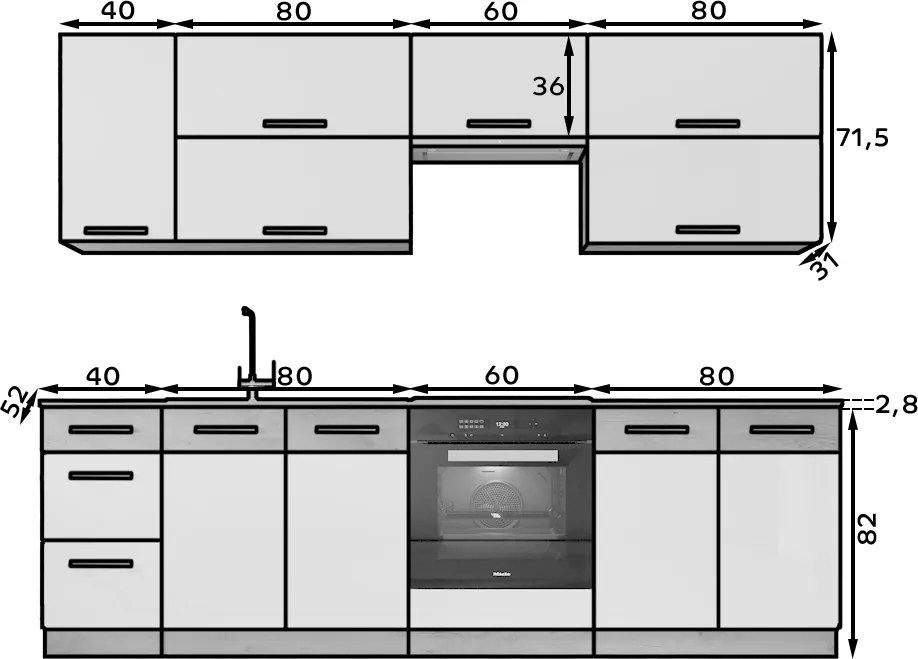 ADRK Furniture Kuchyňský nábytek VIKA 260 ADRK-KF-VIK-MLO-260