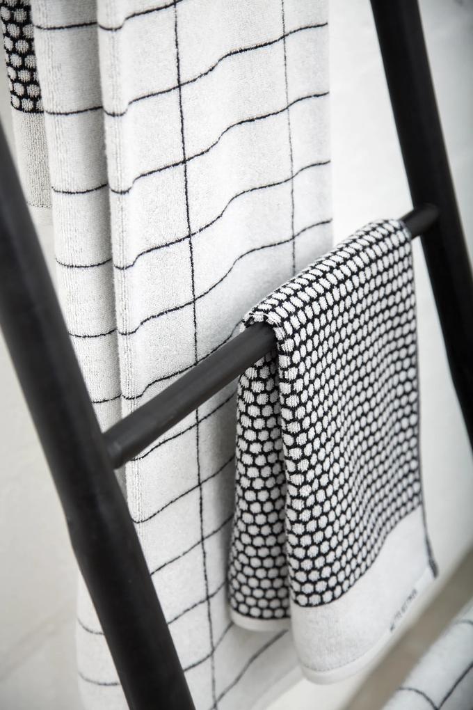 Bavlněná osuška, černobílá, dlaždicový vzor, 70 x 140 cm