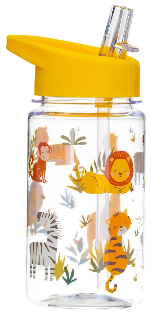 sass & belle Dětská láhev na vodu Savannah Safari 400 ml, multi barva, čirá barva, plast