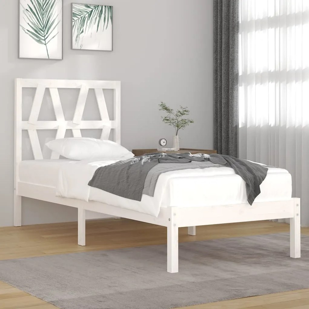 vidaXL Rám postele masivní borovice 75 x 190 cm Small Single [3103958] Barva: Bílá