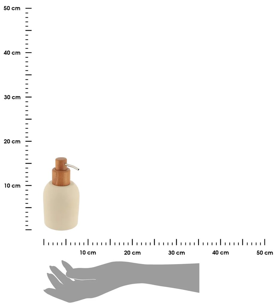 Dávkovač mýdla Silvestre, béžová/s dřevěnými prvky, 230 ml