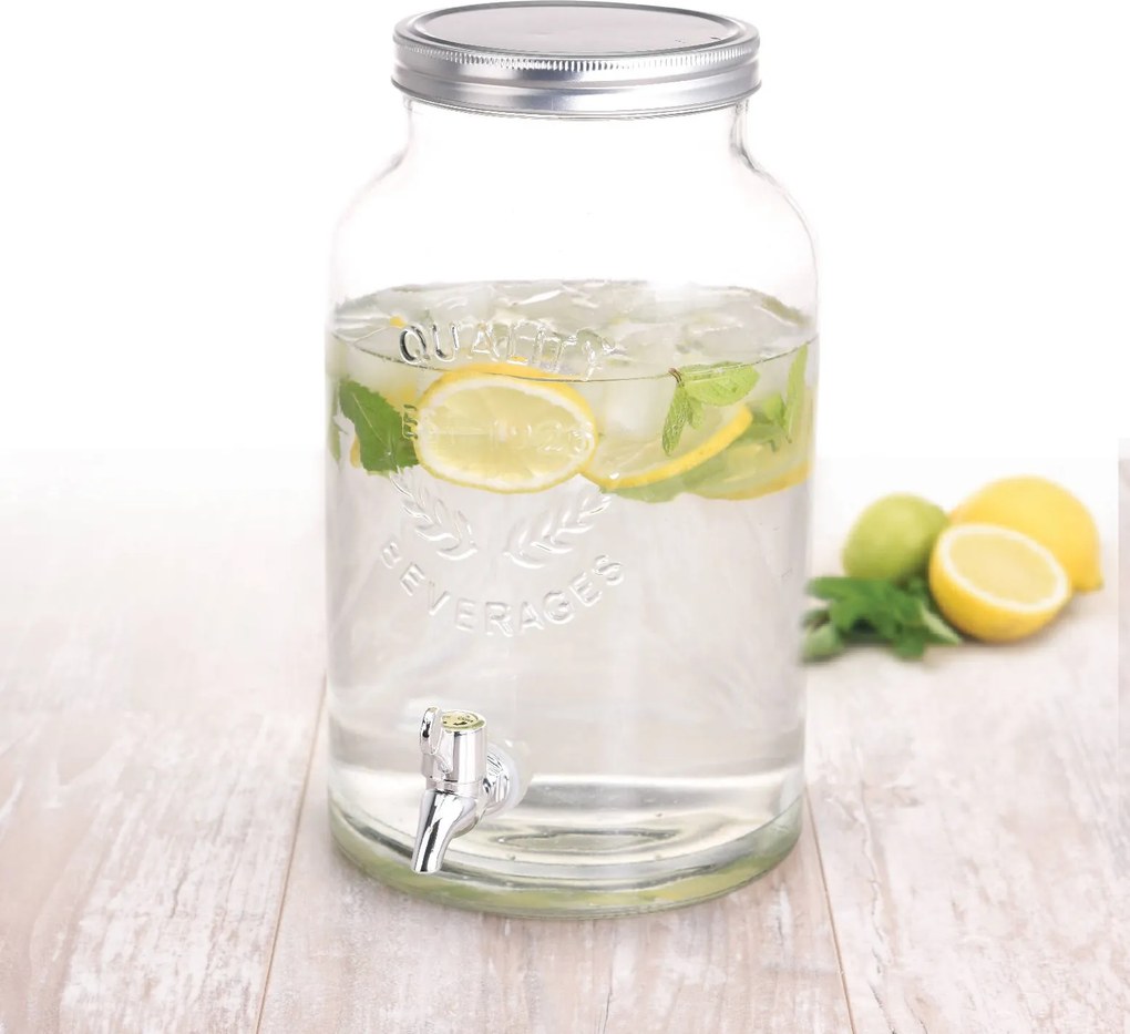 Skleněný dávkovač nápojů s kohoutkem, 5,5 l