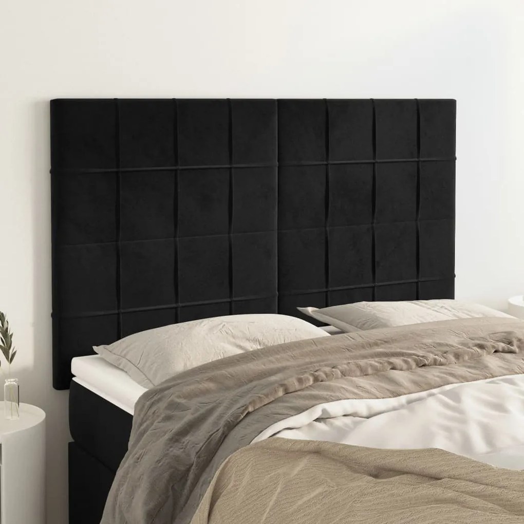 Čelo postele černé 144x5x118/128 cm sametové 3116382