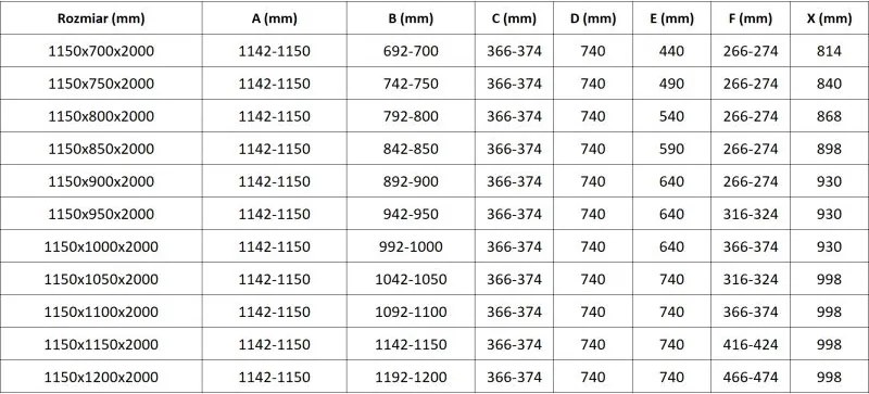 Mexen Lunar, L Duo výklopný sprchový kout 115 x 100 cm, 8mm čiré sklo, černý profil, 834L-115L-100P-70-00