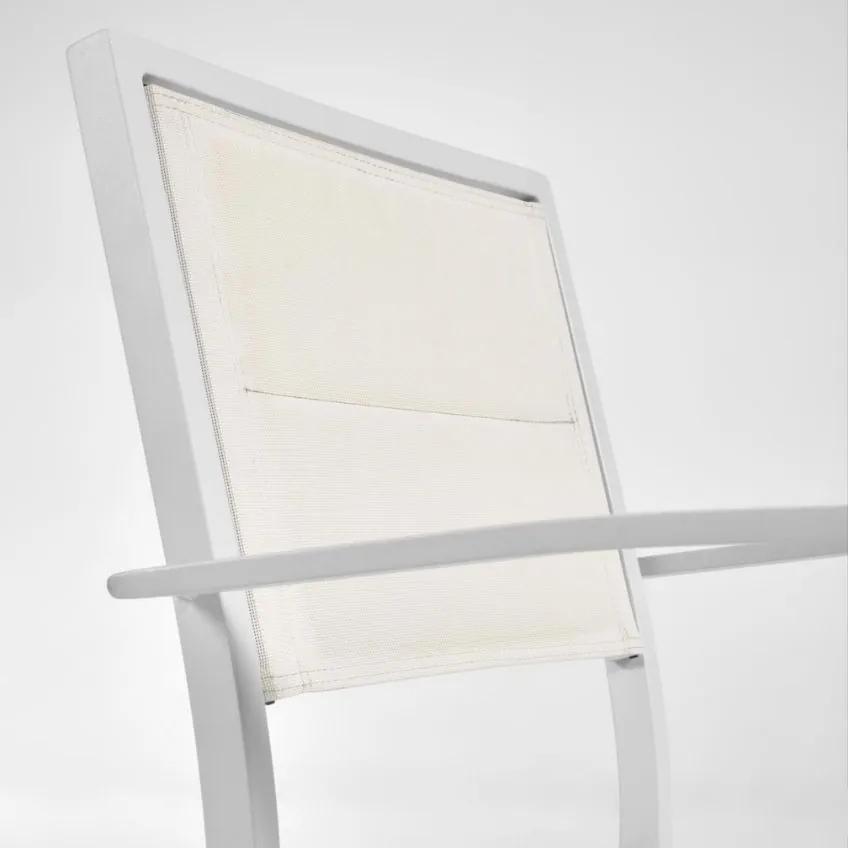 Bílá kovová zahradní židle Kave Home Sirley  s látkovým sedákem