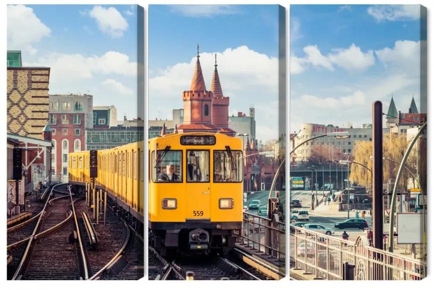 Vícedílný obraz Žlutý Vlak V Berlíně Na Železničních Tratích Nedostatek Nedostatek Plátno Canvas 120x80