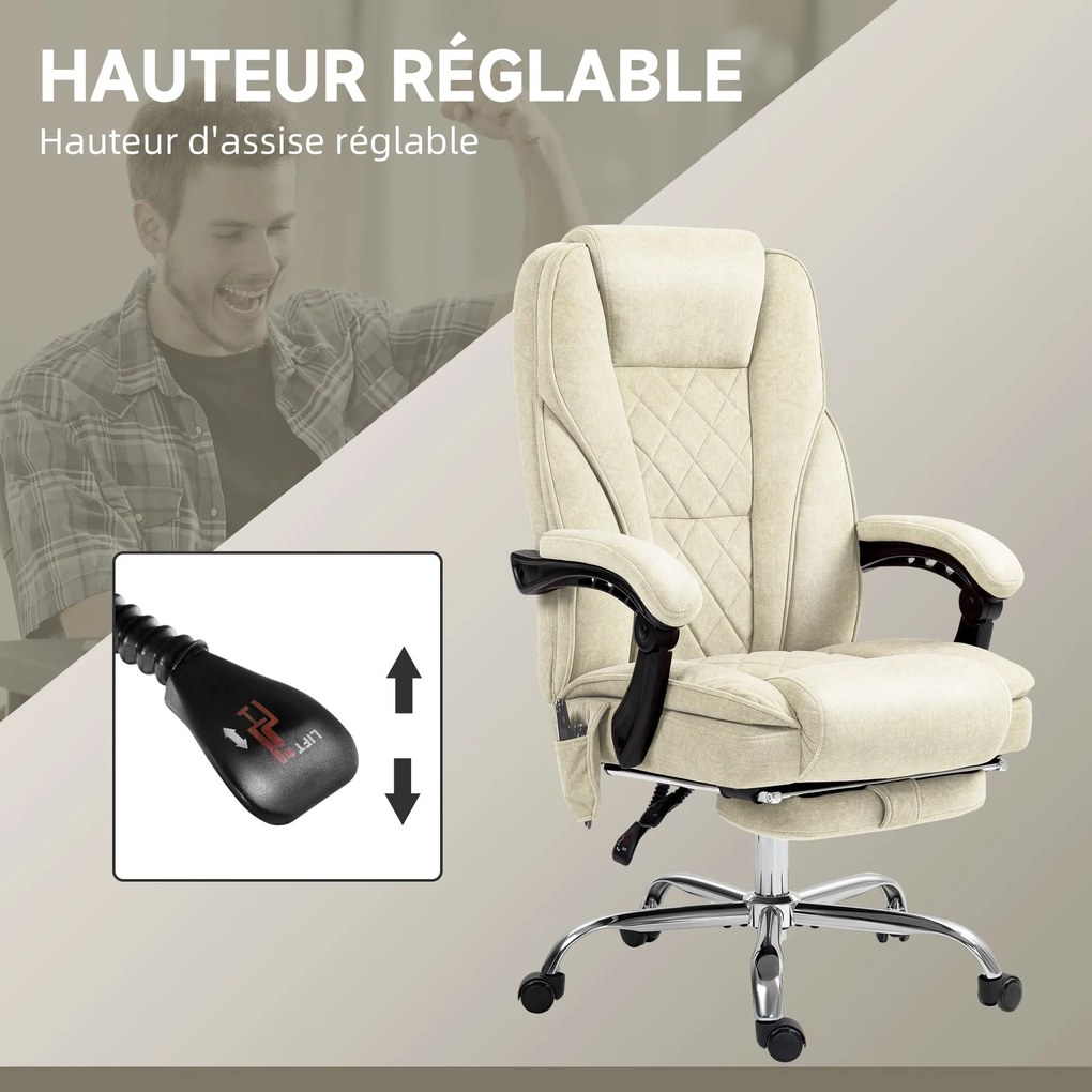 Vinsetto masážní a vyhřívaná kancelářská židle ergonomická počítačová židle s nastavitelnou výškou a sklápěcím opěradlem, kabelovým ovladačem a výsuv…